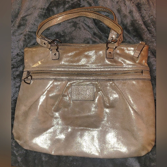 Coach | Bags | Coach Bag Poppy Metallic Gold Champagne Leather Large ...